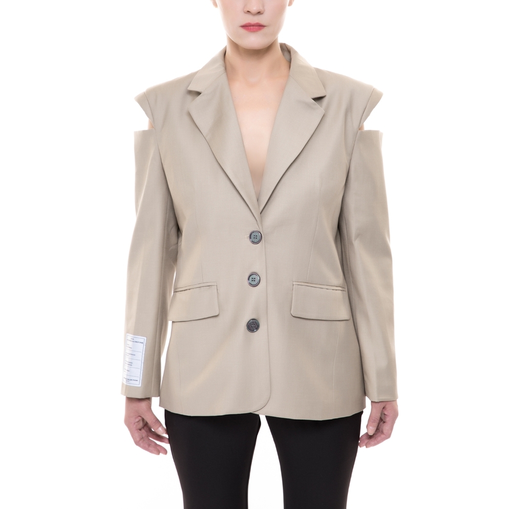 Onoffon Off The Shoulder Cut Out Suit Blazer - Gem